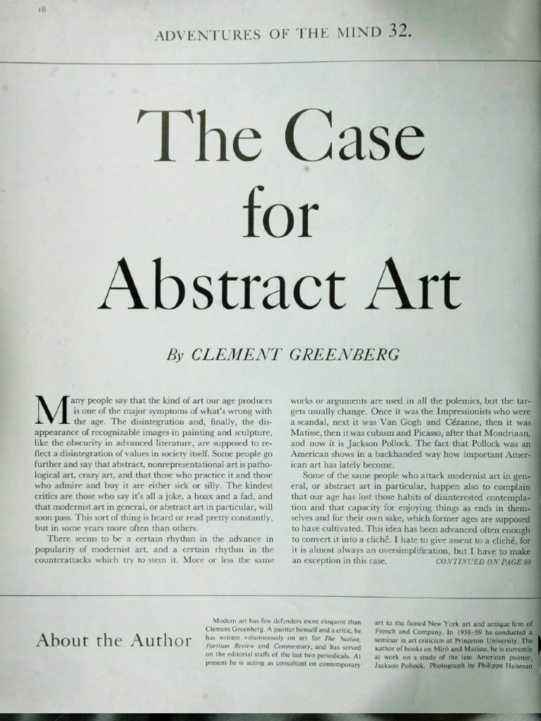 Greenberg, Clement - The Case For Abstract Art | PDF | Abstract Art ...