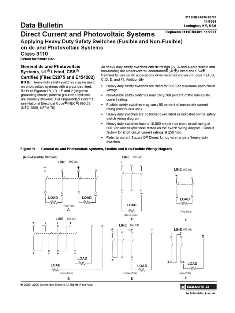 Square D Disconnect Technical Data 11 2009 | Photovoltaic System ...