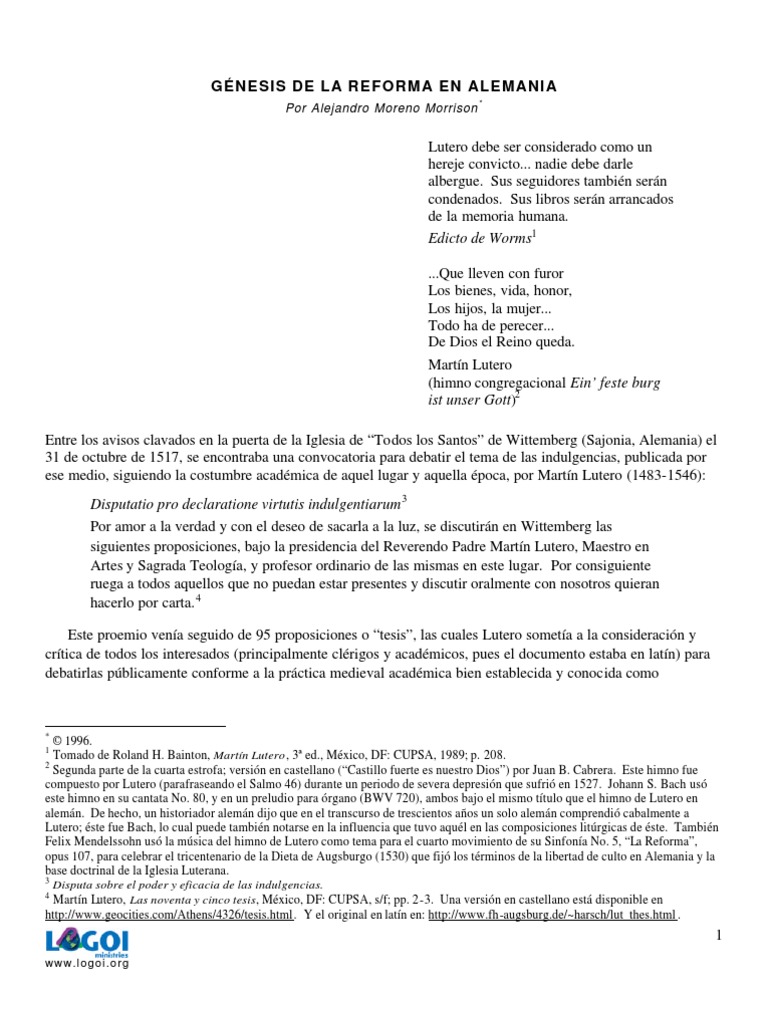 Genesis de La Reforma en Alemania Alejandro Moreno | PDF | Martin ...