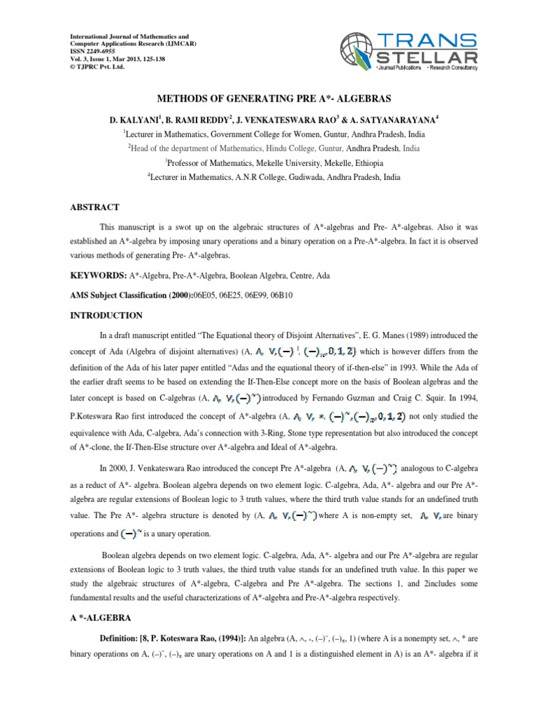 13.maths - IJMCAR - Methods of .Full | PDF | Universal Algebra ...