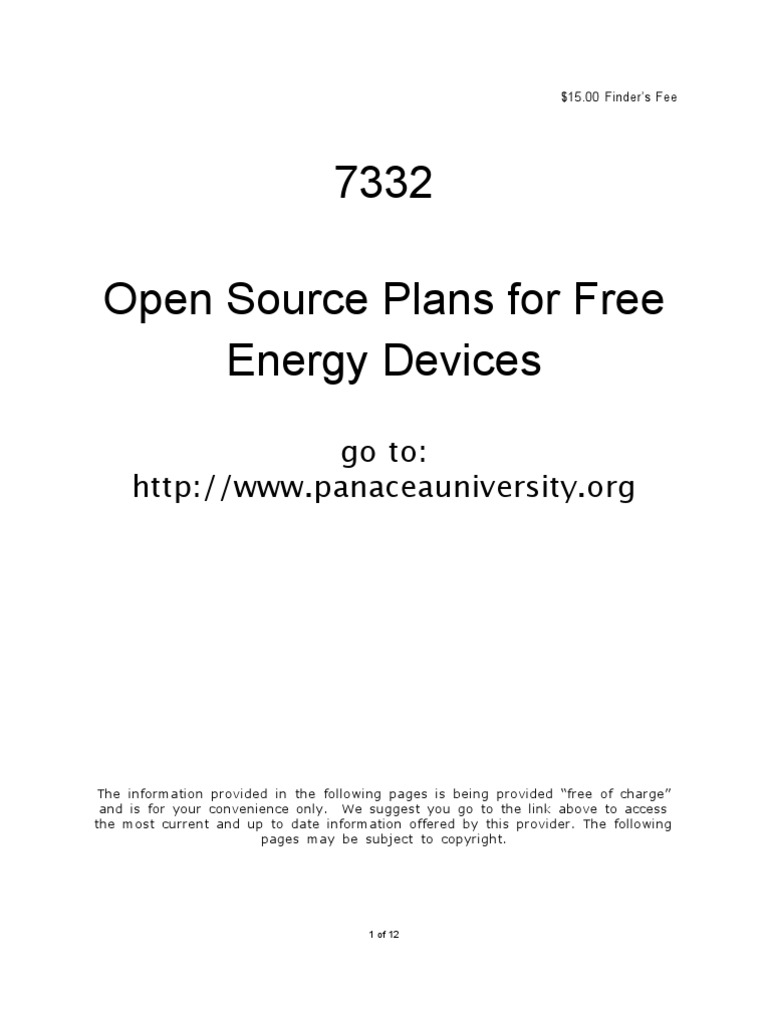 Open Source Plans For FreeEnergy Devices | PDF | Electric Generator ...