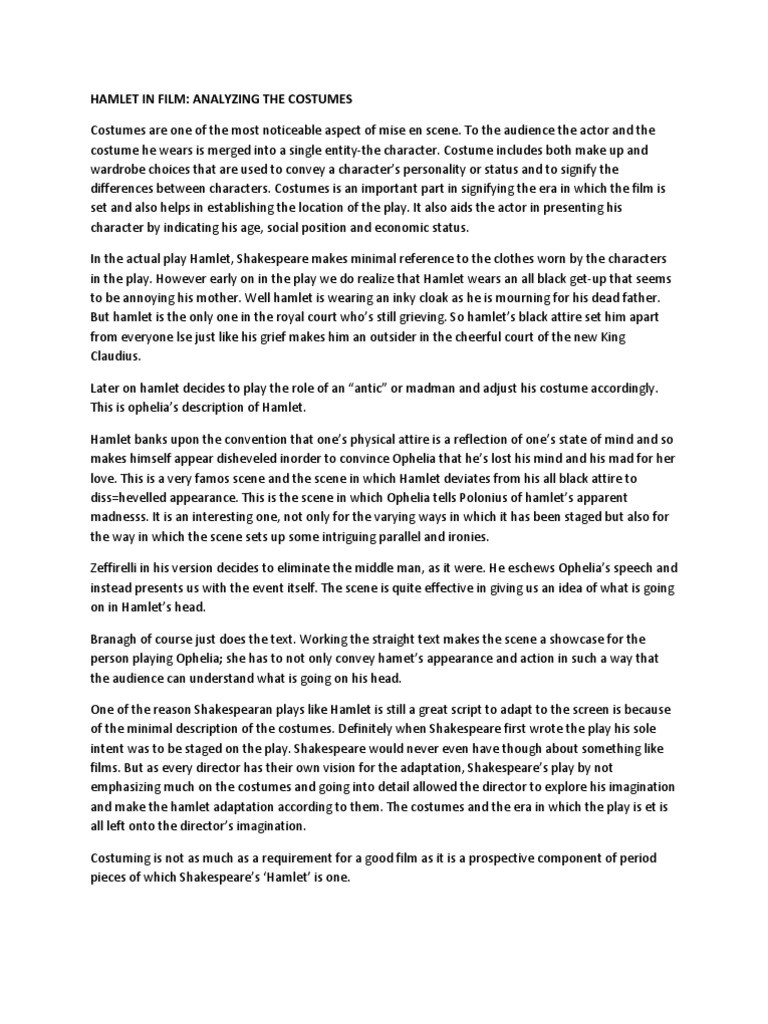 IB Hamlet Costumes IOP Script | PDF | Hamlet | Clothing