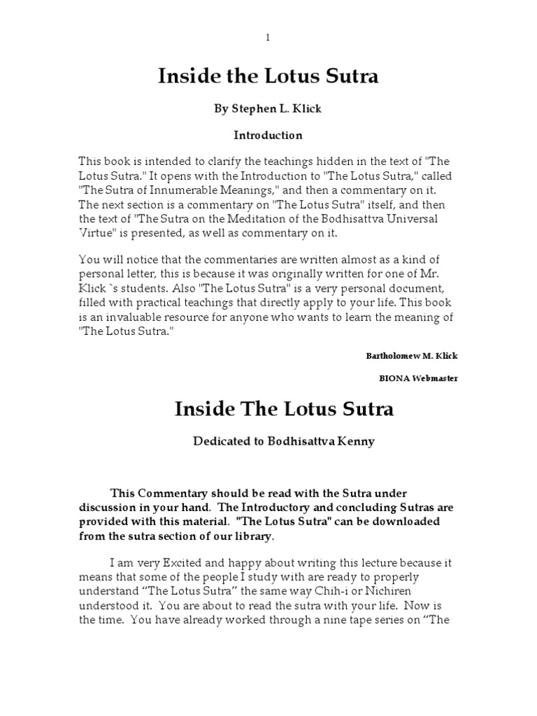 Inside The Lotus Sutra | Download Free PDF | Lotus Sutra | Bodhisattva