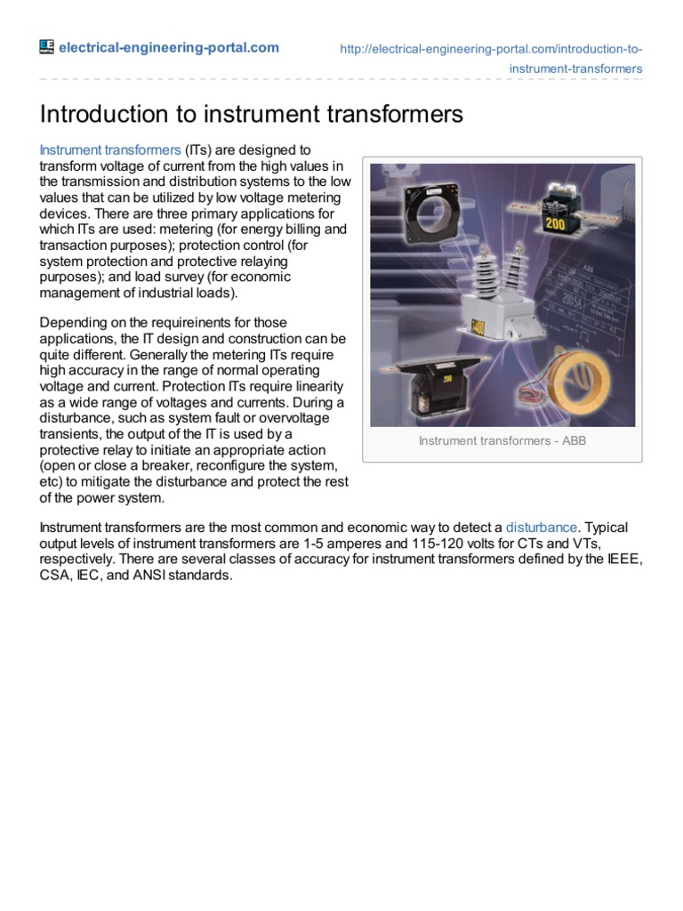 Introduction To Instrument Transformers | PDF | Transformer | Electric ...