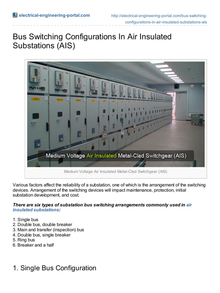 Bus Switching Configurations in Air Insulated Substations AIS | PDF ...