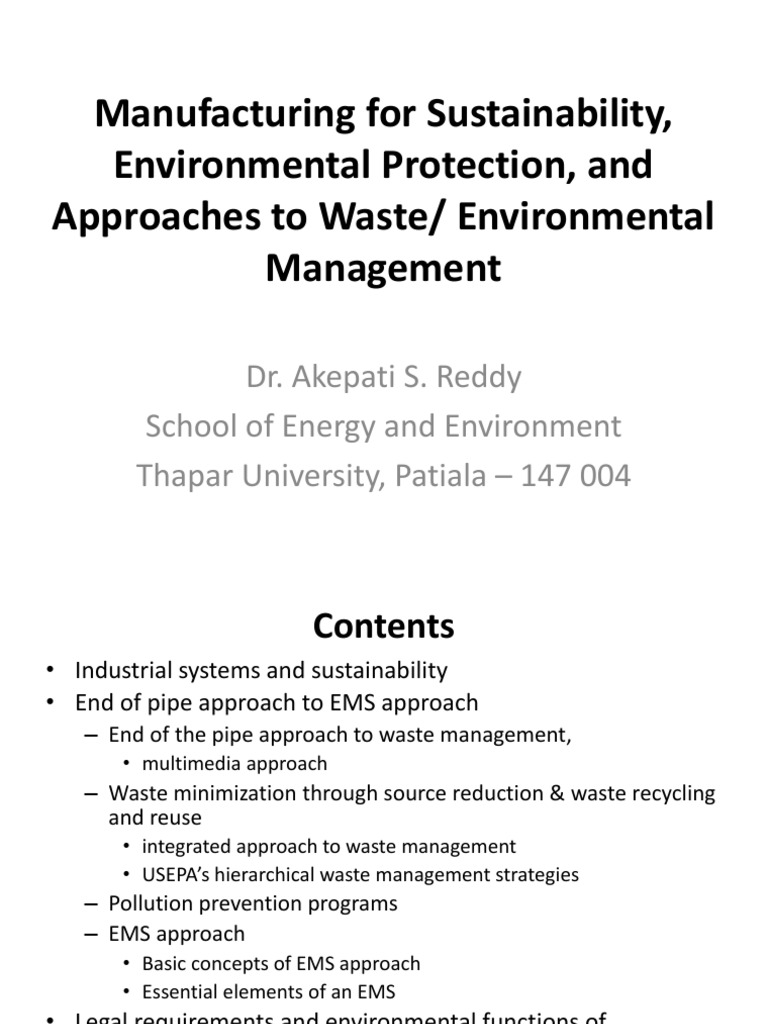 End of Pipe Approach To EMS Approach | PDF | Waste Management | Waste