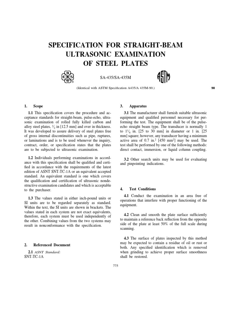 Astm A 435 | PDF | Ultrasound | Specification (Technical Standard)