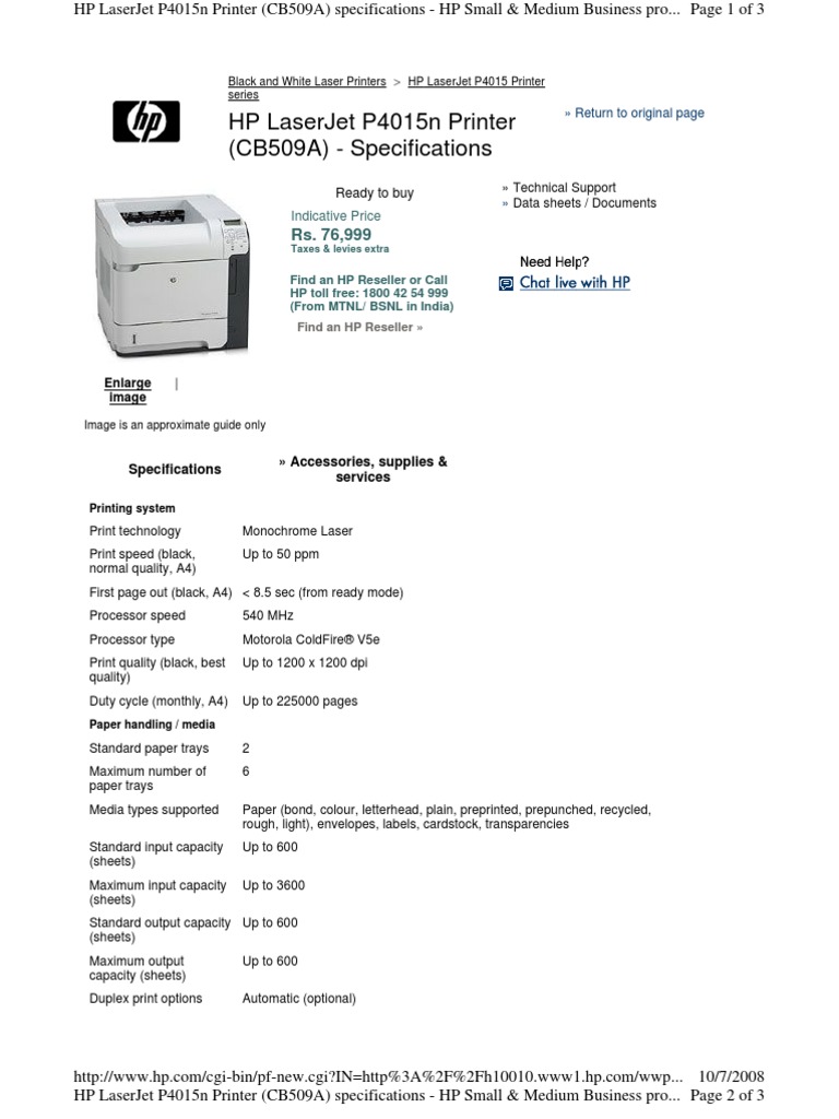 HP LaserJet P4015 N | PDF | Microsoft Windows | Windows 2000