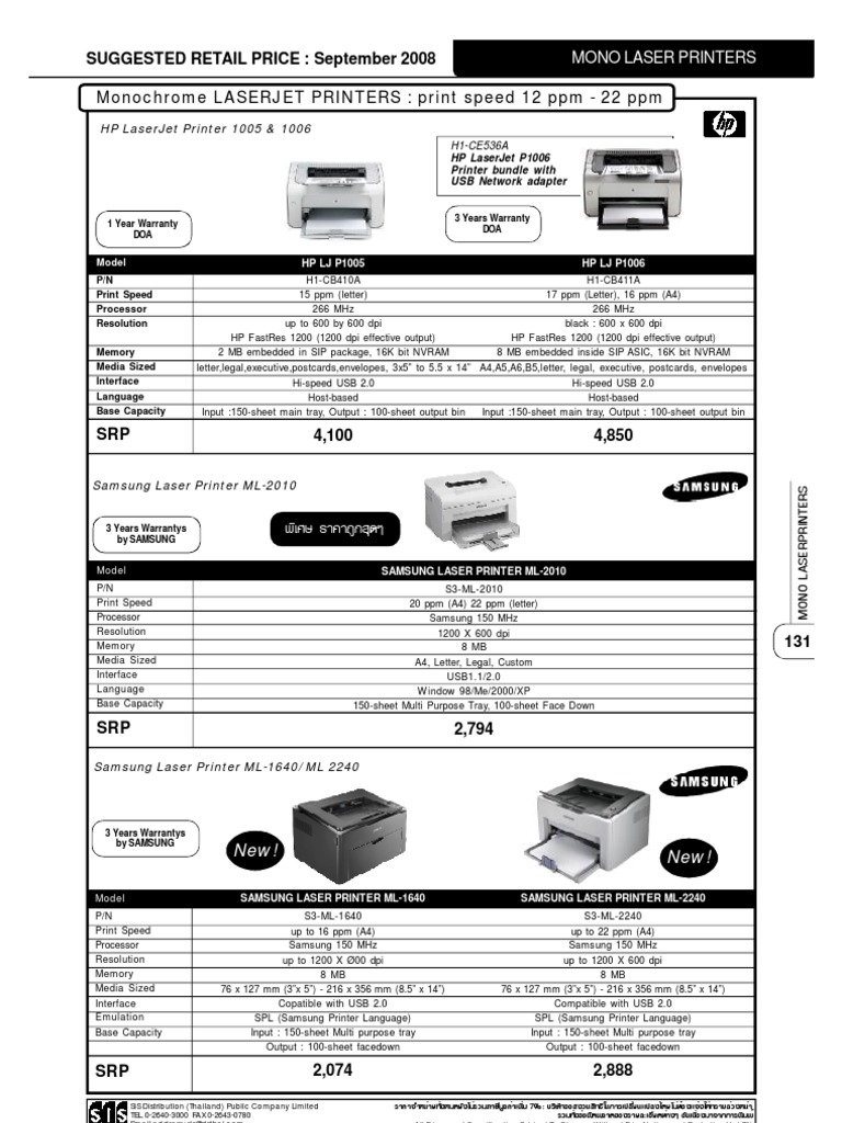 Mono Laser Printers | PDF | Printer (Computing) | Computer Architecture