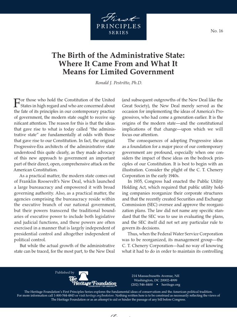 The Birth of The Administrative State: Where It Came From and What It ...