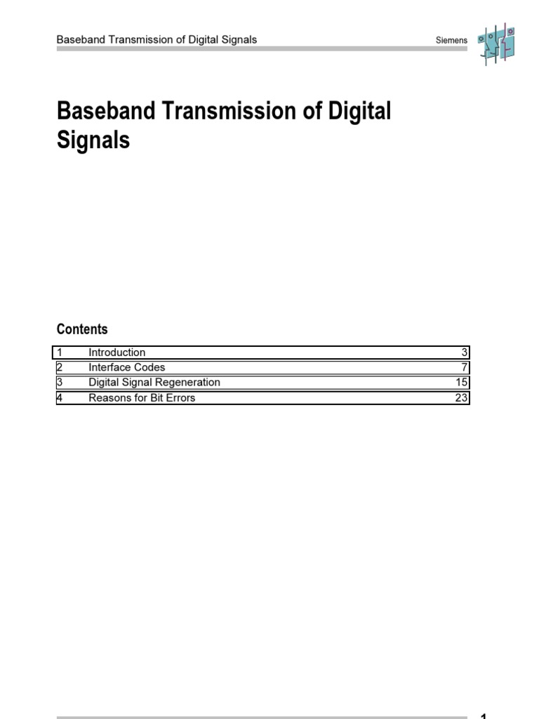 Baseband Transmission of Digital Signals | PDF | Data Transmission ...