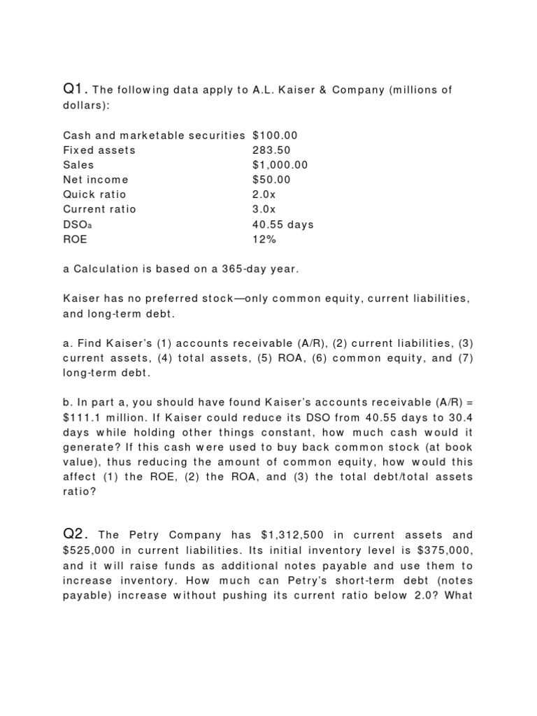 Ratio Analysis Practice Questions | Equity (Finance) | Revenue