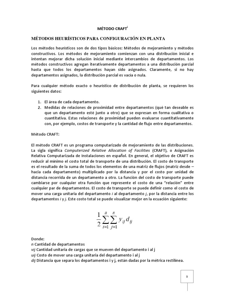 Metodo Craft | PDF | Matriz (Matemáticas) | Ventana (informática)