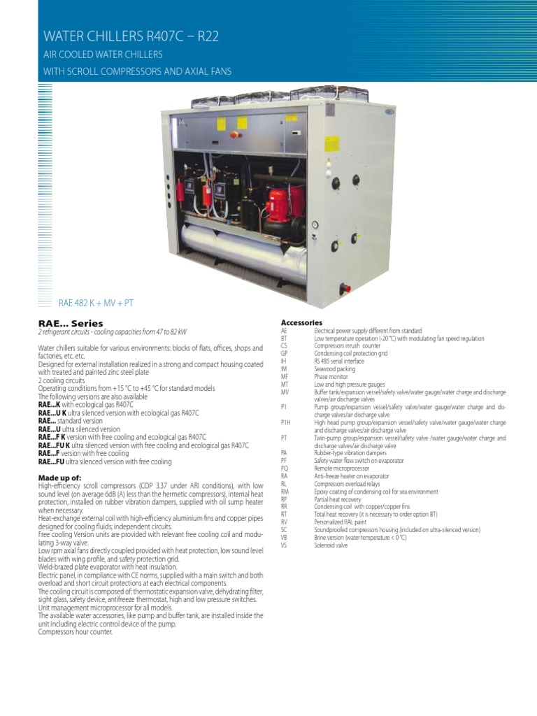Water Chillers R407C - R22: Air Cooled Water Chillers With Scroll ...