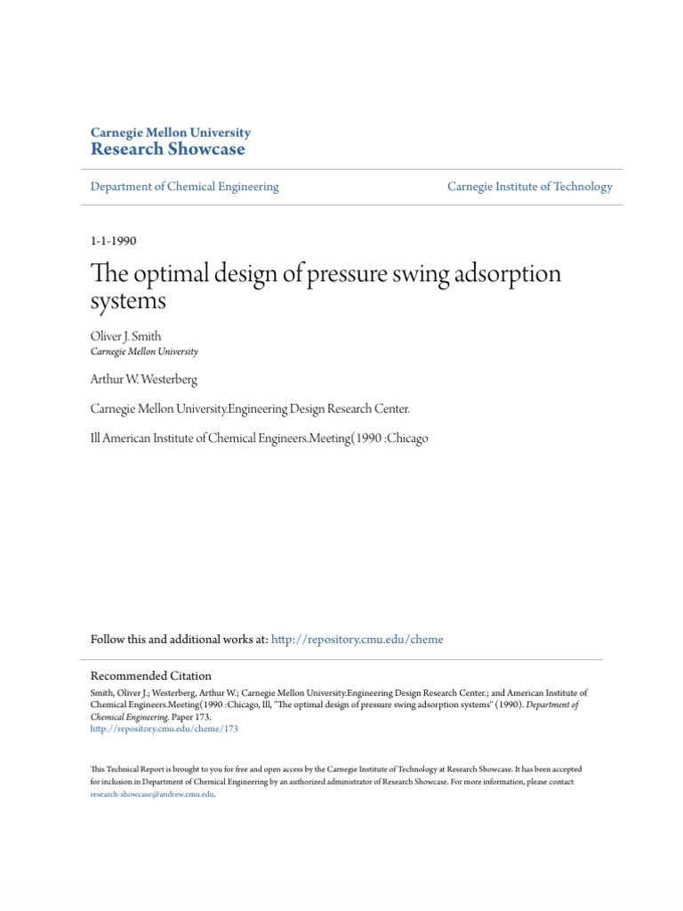 The Optimal Design of Pressure Swing Adsorption Systems | PDF ...