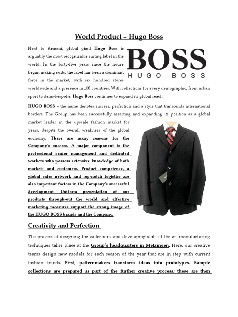 World Product: Hugo Boss | PDF | Retail | Fashion