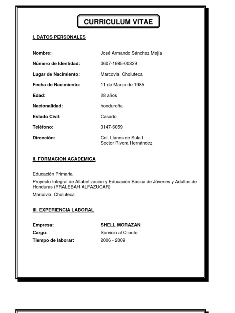 Curriculum Vitae Jose Armando Sanchez Mejia | Crecimiento personal ...