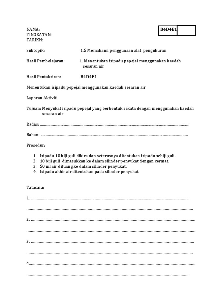 B4d4e1-Exp Kaedah Sesaran Air | PDF