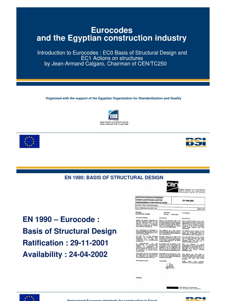 Eurocodes Egypt Work Calgaro EC0 and EC1 PDF | PDF | Structural Load | Reliability Engineering