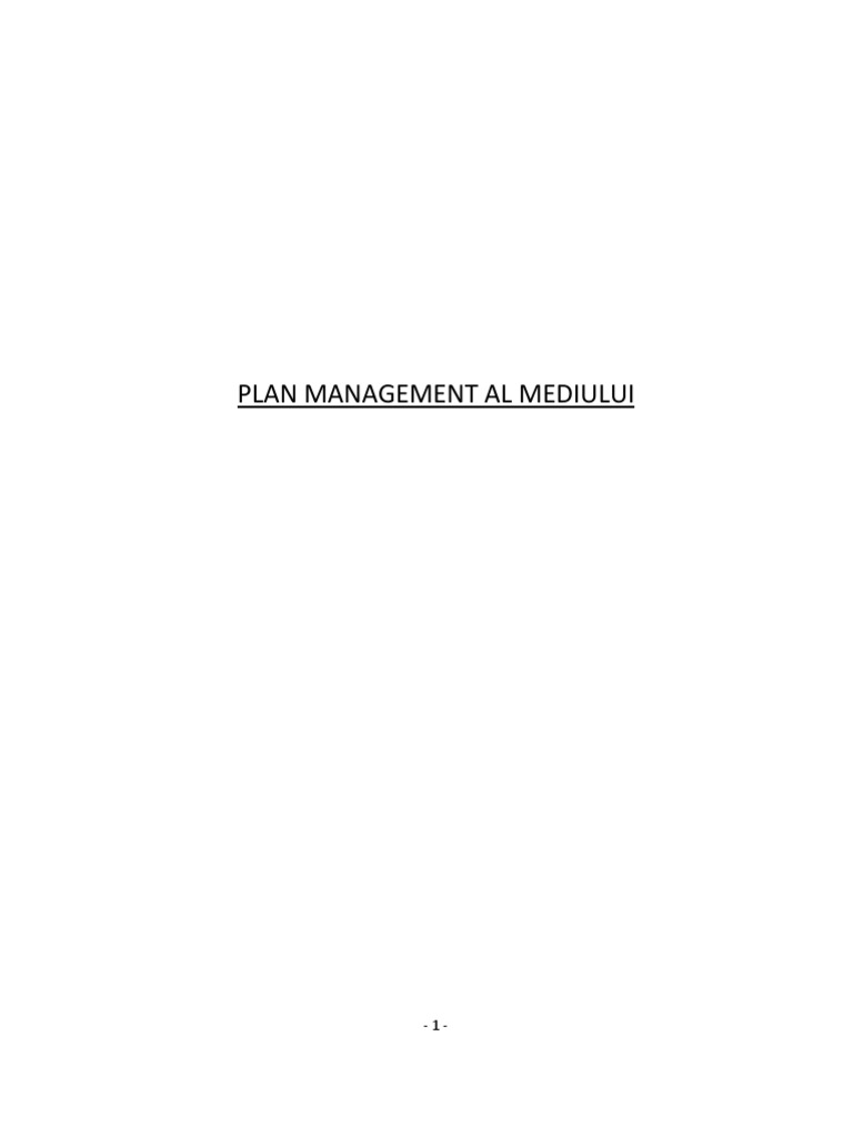 Plan de Management Al Mediului | PDF