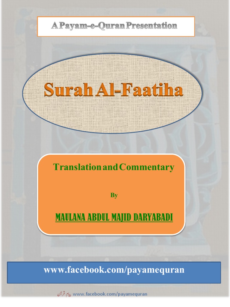 Surah Al-Faatiha - Translation and Commentary | PDF | Worship | God