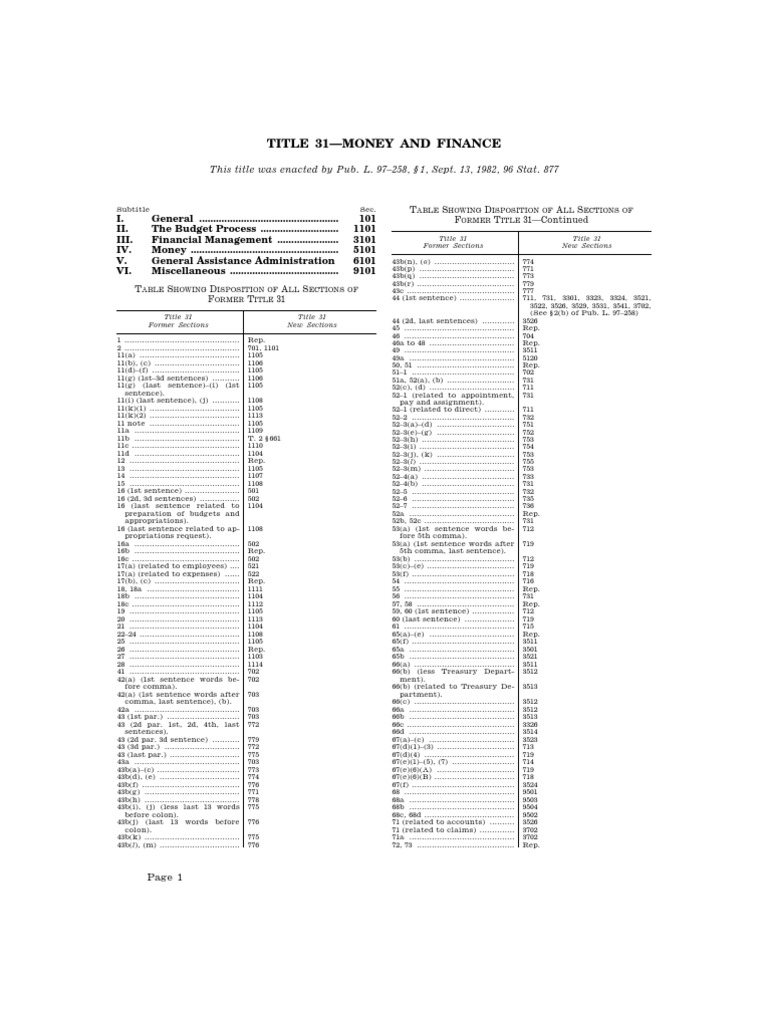 United States Code Title 31 U.S. Treasury | PDF | United States Code ...