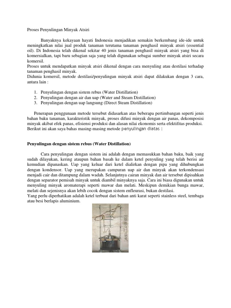 Proses Penyulingan Minyak Atsiri | PDF