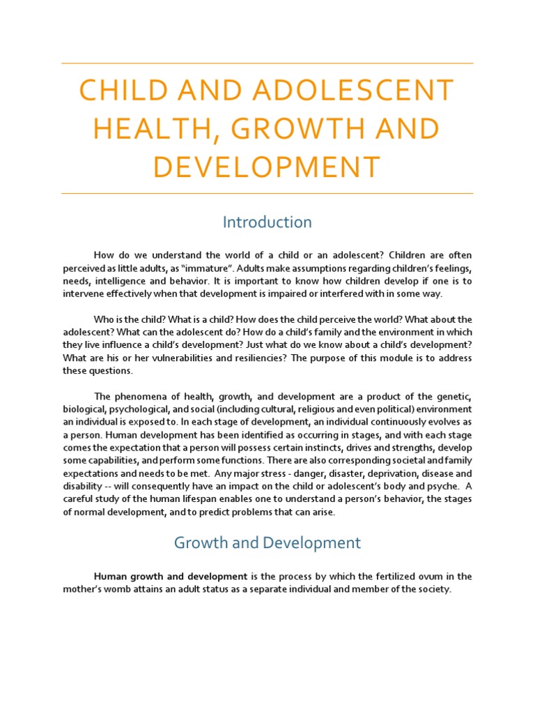 Child and Adolescent Health, Growth and Development | Adolescence ...