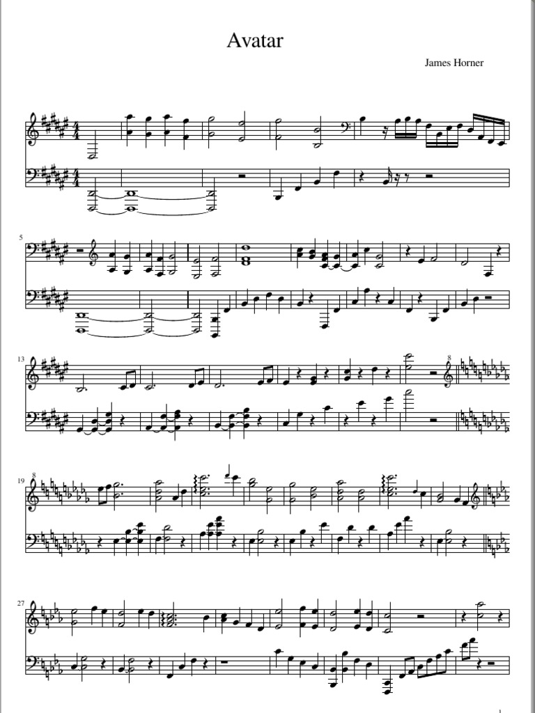 Avatar Piano Sheet Music | PDF
