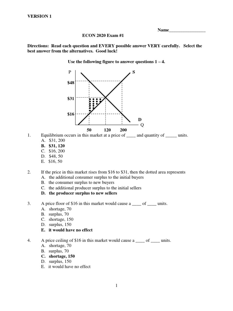 MicroEcon Exam 1 | PDF | Economic Surplus | Economic Equilibrium