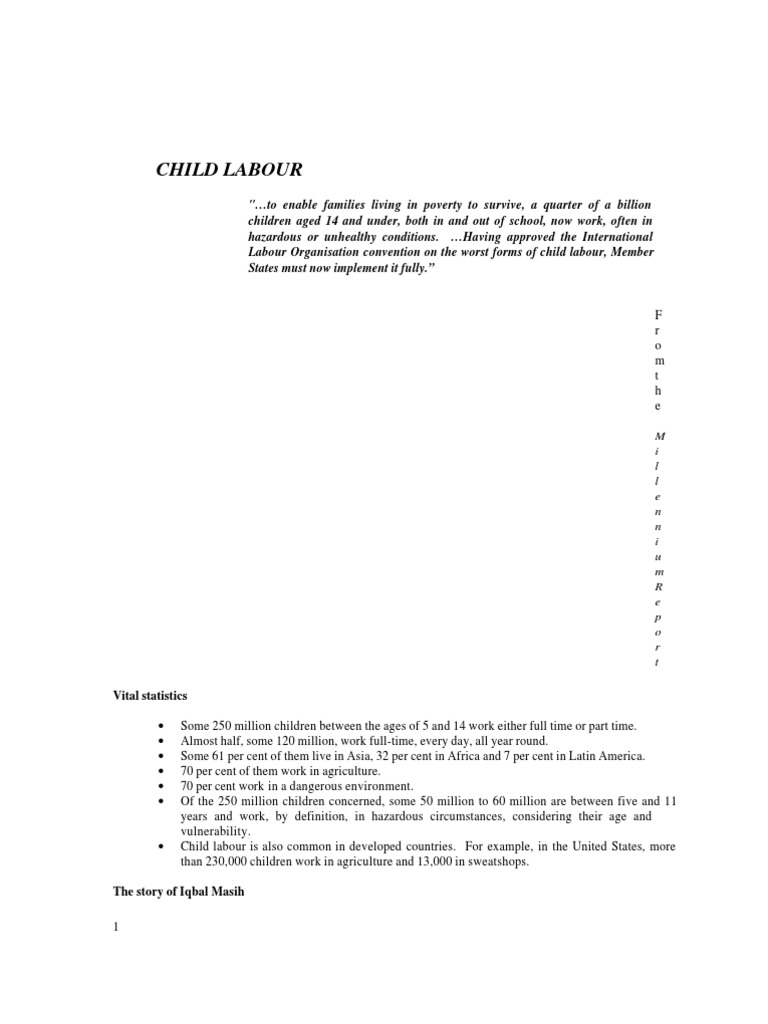 Story of Iqbal Masih - CL | PDF | International Labour Organization ...