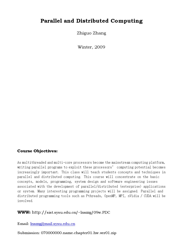 Parallel and Distributed Computing - Zhang Zhiguo.2009w-1 | PDF | Parallel Computing | Message ...