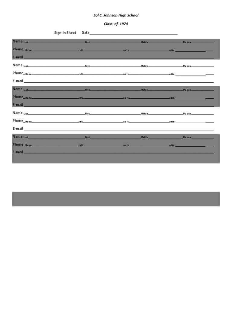 Sign in Sheets | PDF