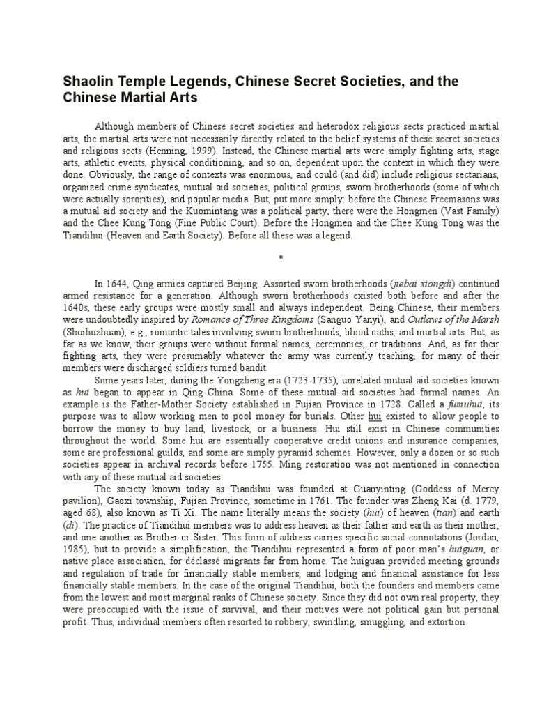 Shaolin Temple Legends | PDF | Shaolin Monastery | Qing Dynasty