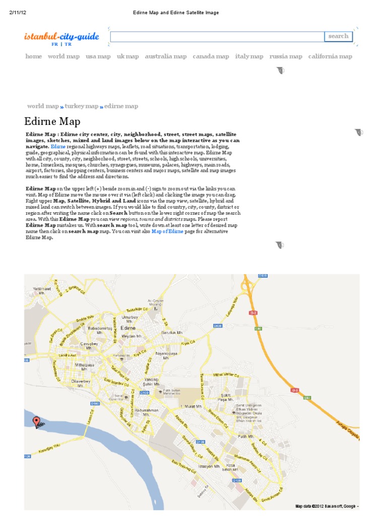 Edirne Map and Edirne Satellite Image | PDF