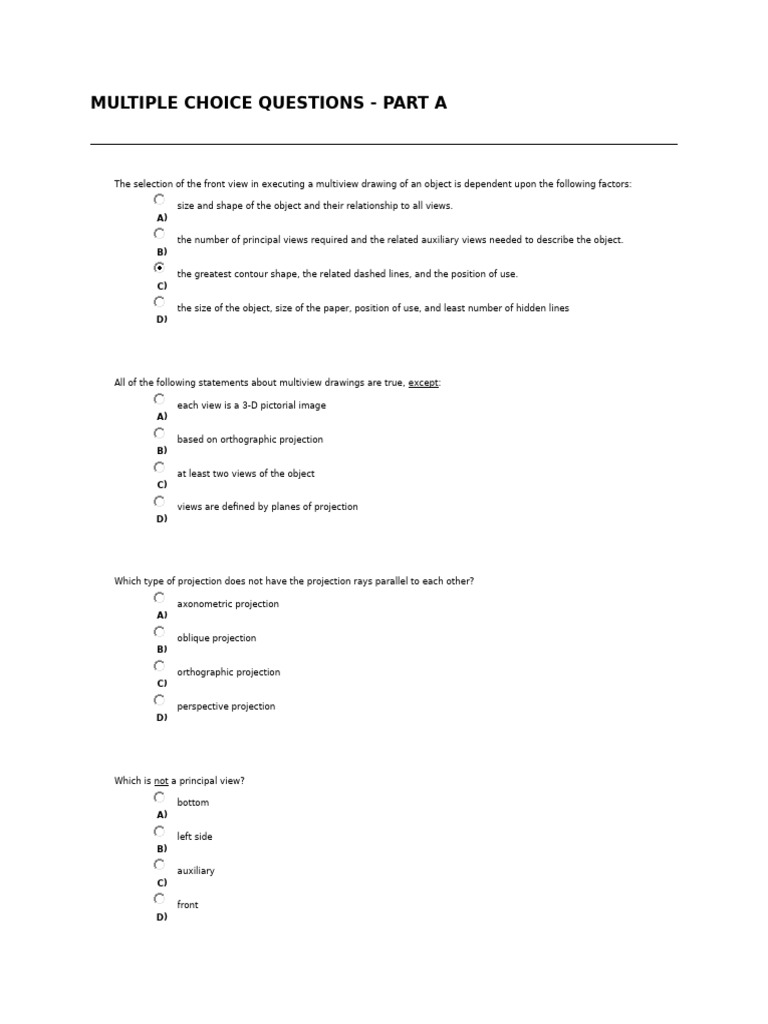 Sample Test Question in Technical Drawing 1 | PDF | Perspective ...