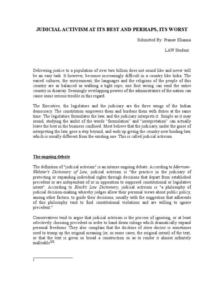 Judicial Activism: Impact and Examples | PDF | Precedent | Judiciaries