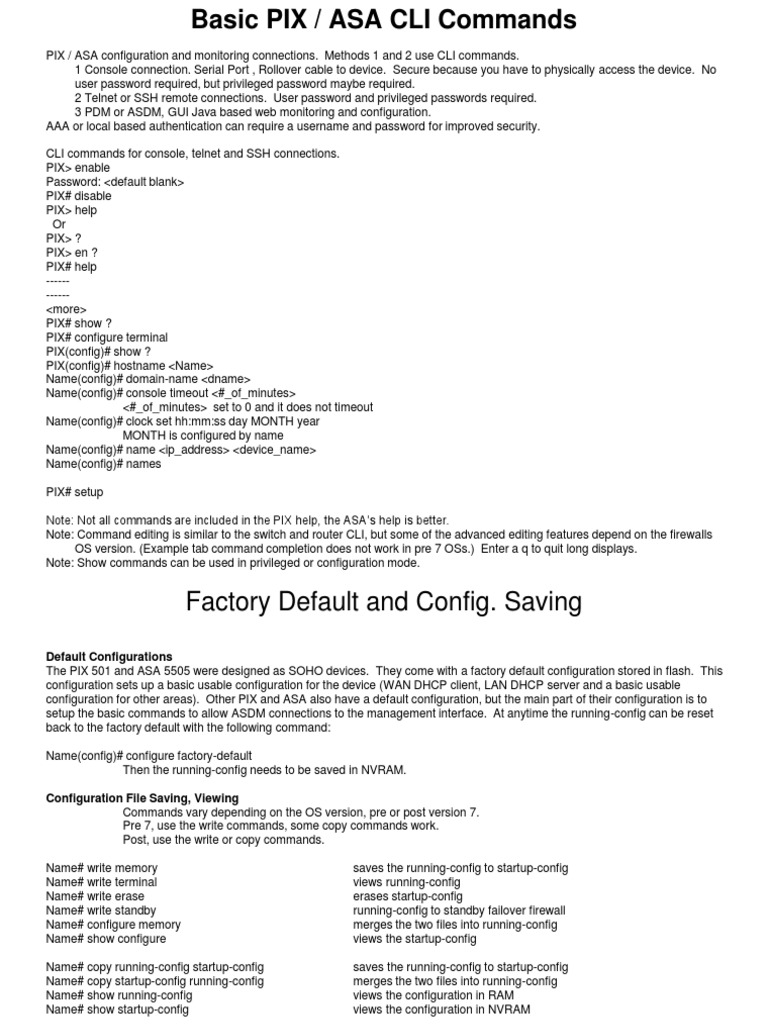 Cli Commands For ASA | PDF | Command Line Interface | Ip Address