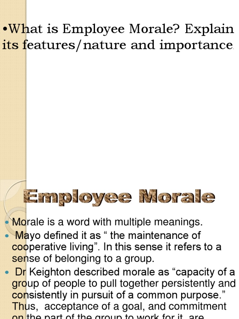What Is Employee Morale? Explain Its Features/nature and Importance ...