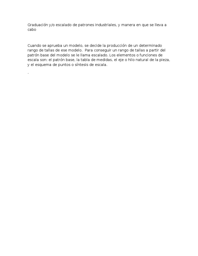 Graduacion Y O Escalado De Patrones Pdf