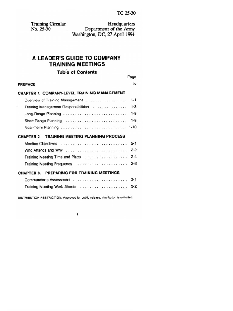 TC 25-30 Leader's Guide To Co TRNG Mtngs | PDF