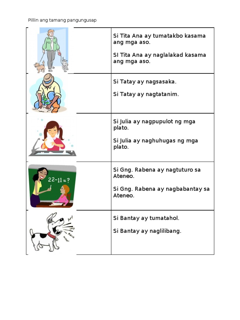 Isulat Ang Tamang Salitang Kilos 1 | PDF