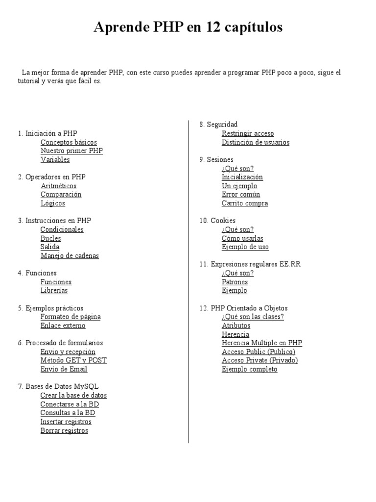 Aprende PHP en 12 Capítulos | PDF | Php | Servidor web