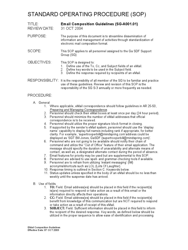 E-Mail Sop | PDF | Communication | Computing