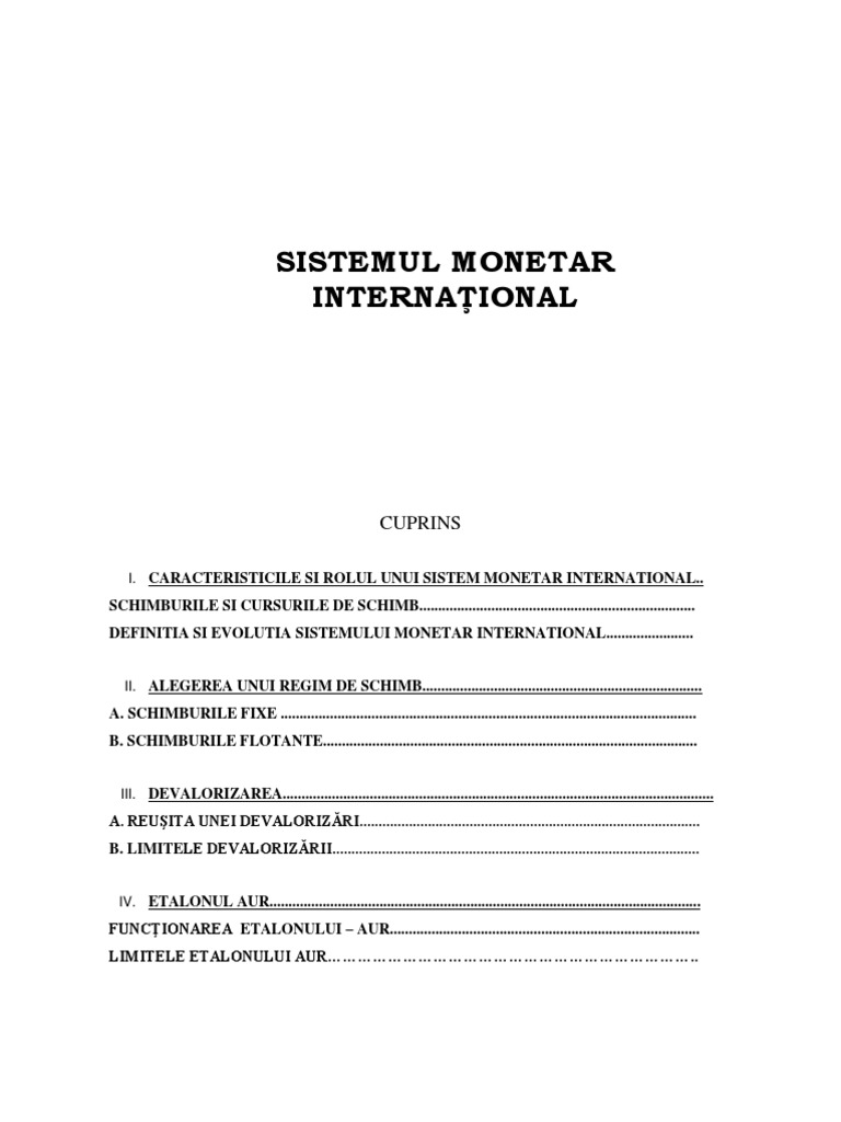 Sistemul Monetar Internaţional | PDF