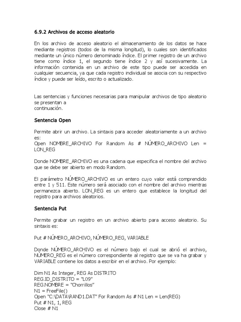 Archivos Aleatorios | PDF
