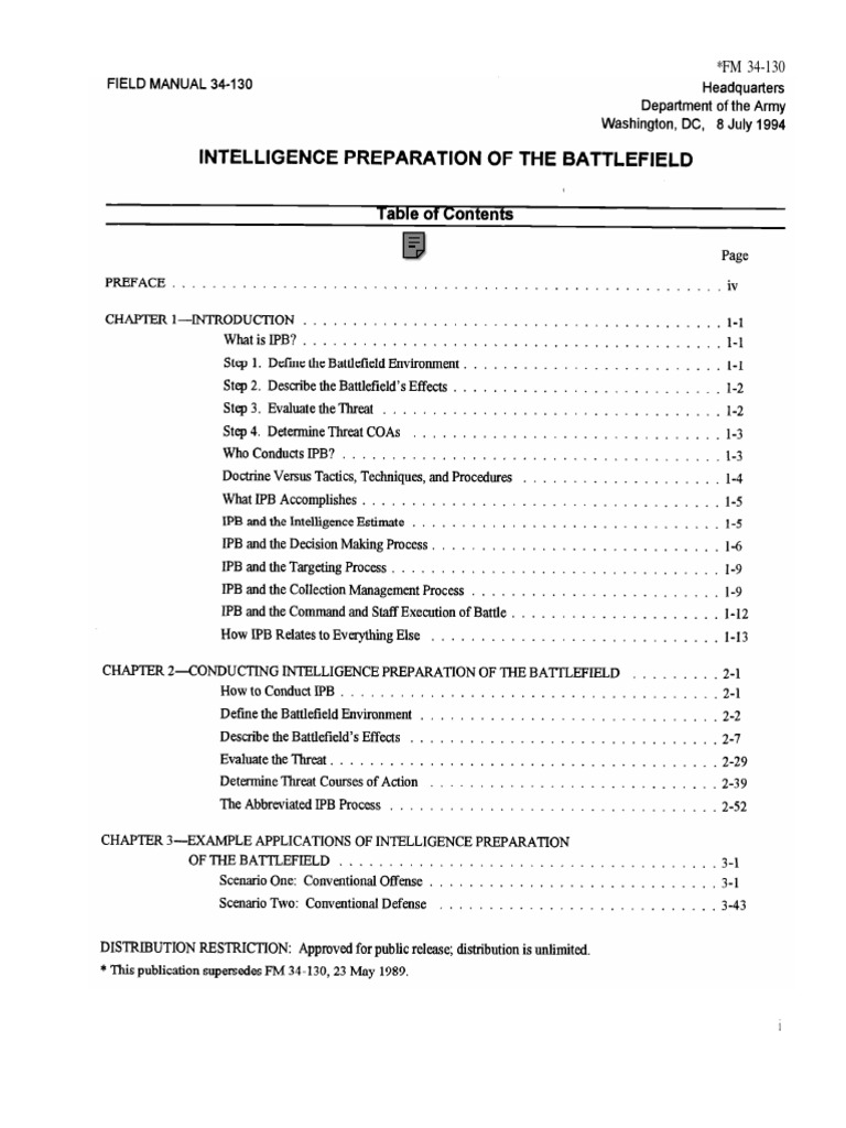 Army Intelligence Preparation of Battlefield | PDF