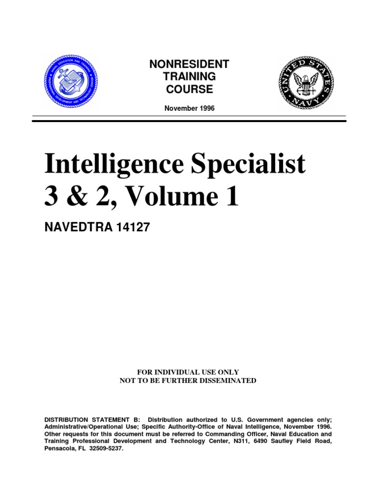 Navy Intel Specialist 3 & 2 Vol 1 | PDF | Military Intelligence ...