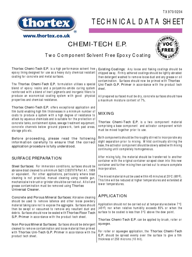 Ficha T. Chemi Tech EP | PDF | Epoxy | Concrete