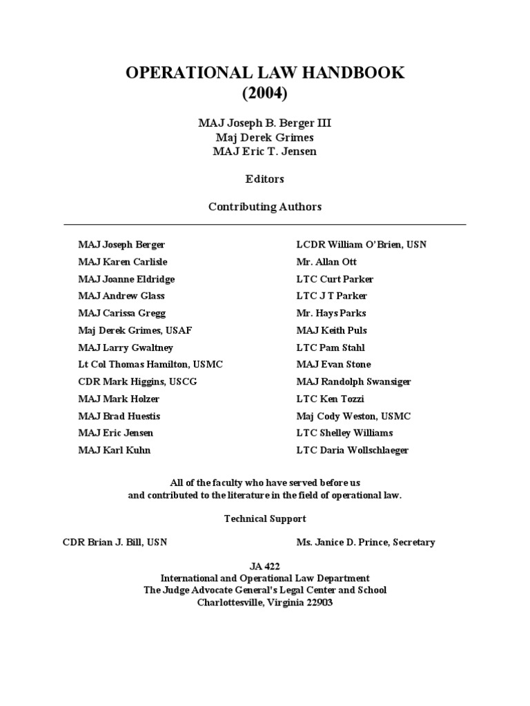 Operational Law Handbook | PDF